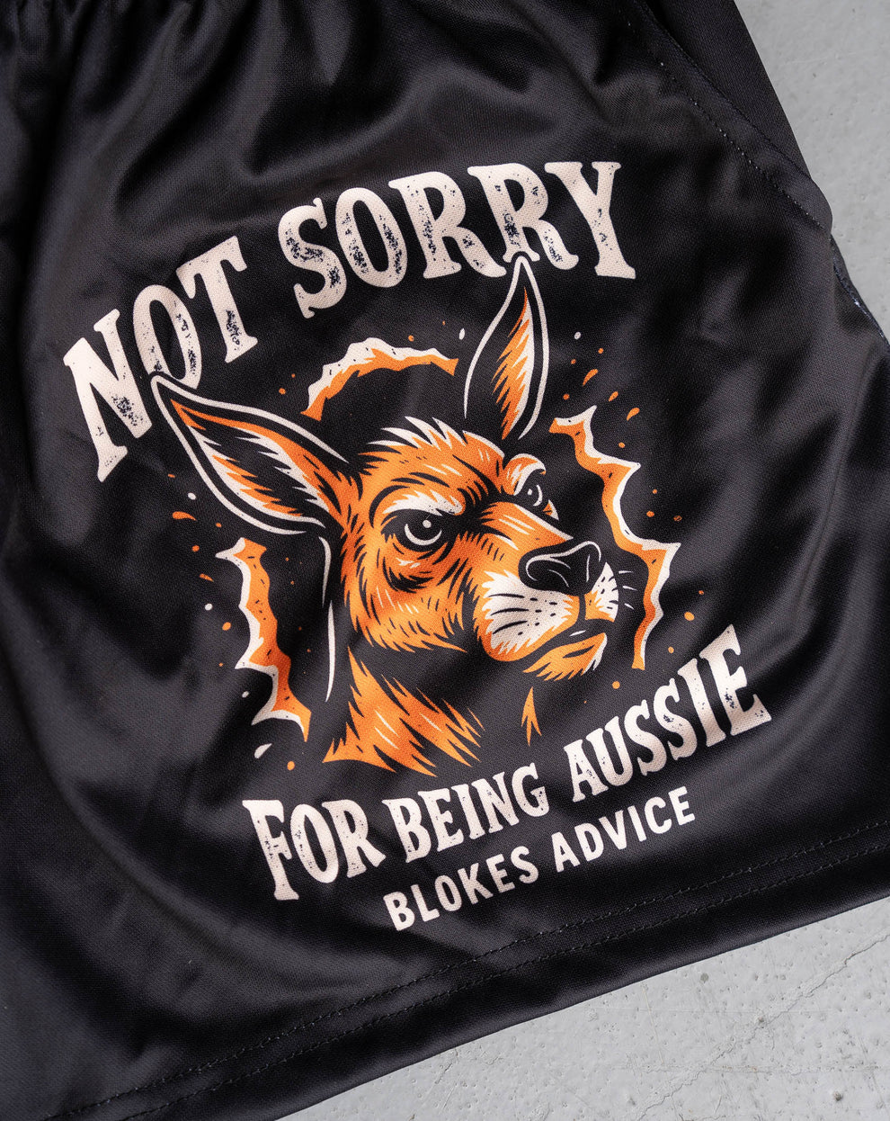 Not Sorry Footy Shorts – Blokes Advice